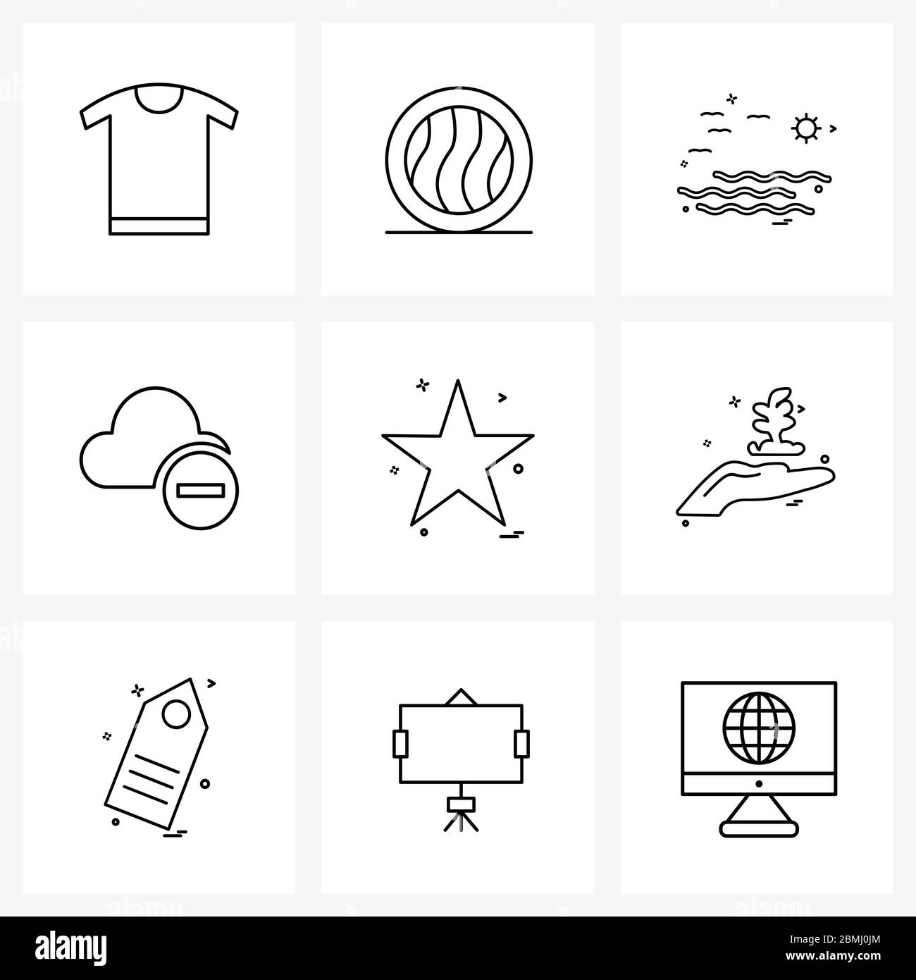 Set of 9 Modern Line Icons of star, delete, hot, remove, cloud Vector ...