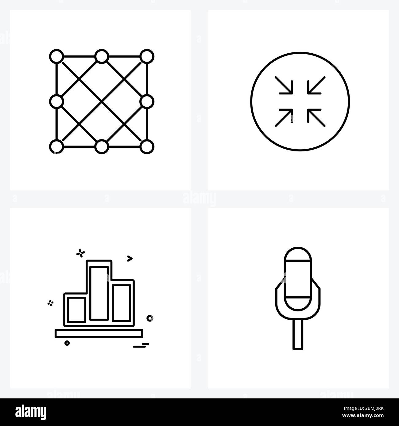 4 Interface Line Icon Set of modern symbols on dimensional, positions ...