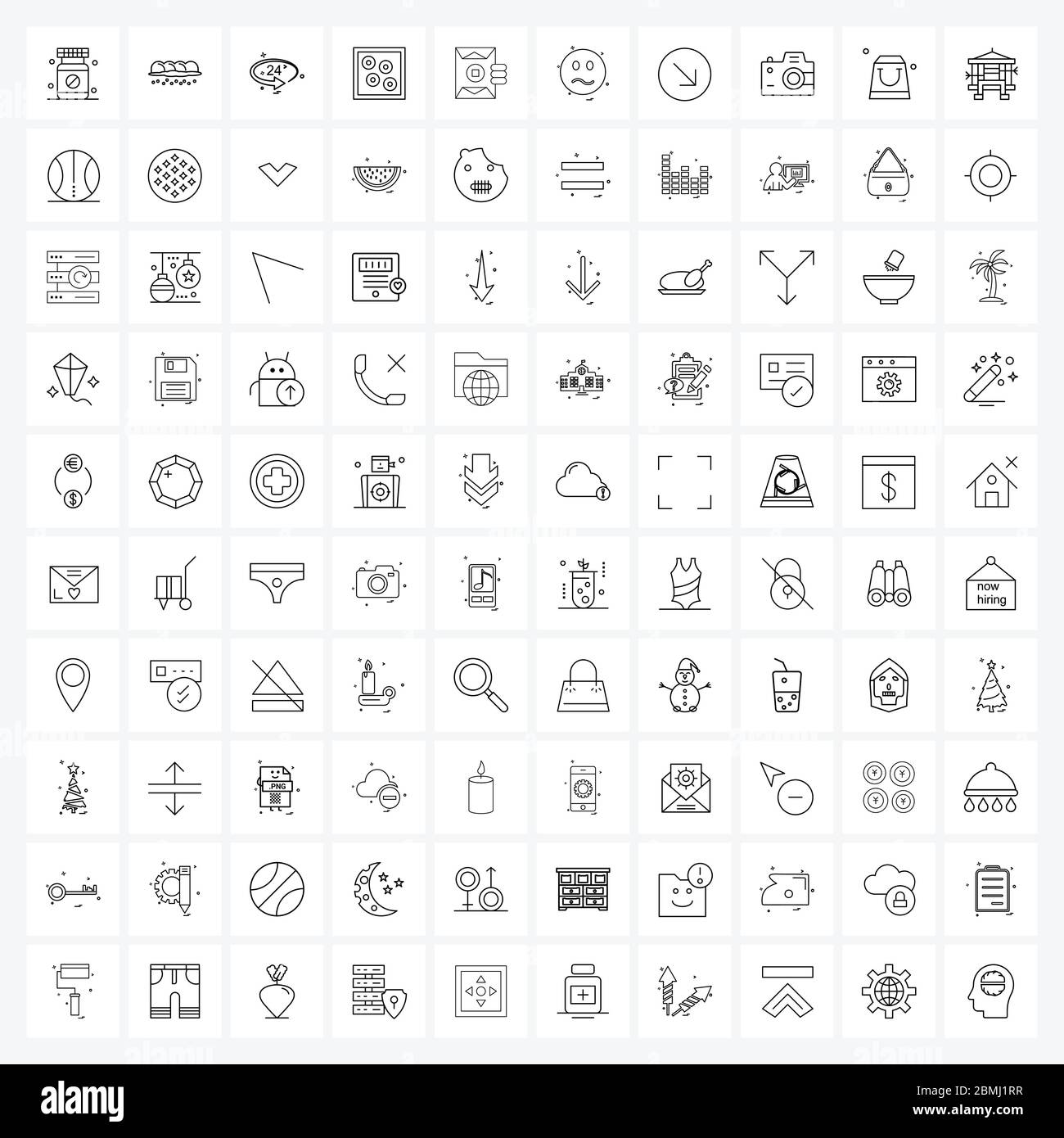 Line Icon Set of 100 Modern Symbols of year, Chinese, hours, envelope ...