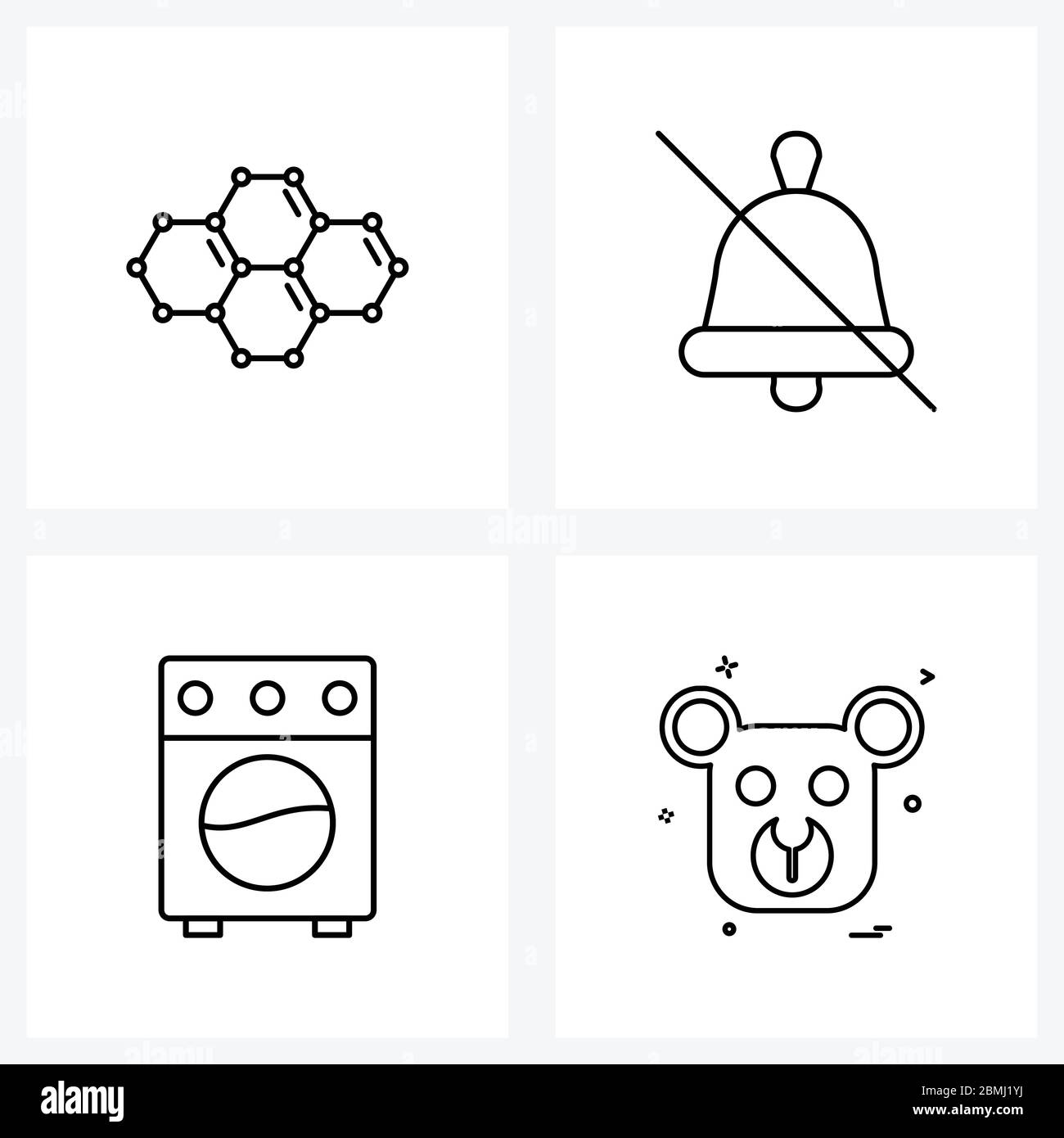 Set of 4 Line Icon Signs and Symbols of share, machine, communication ...