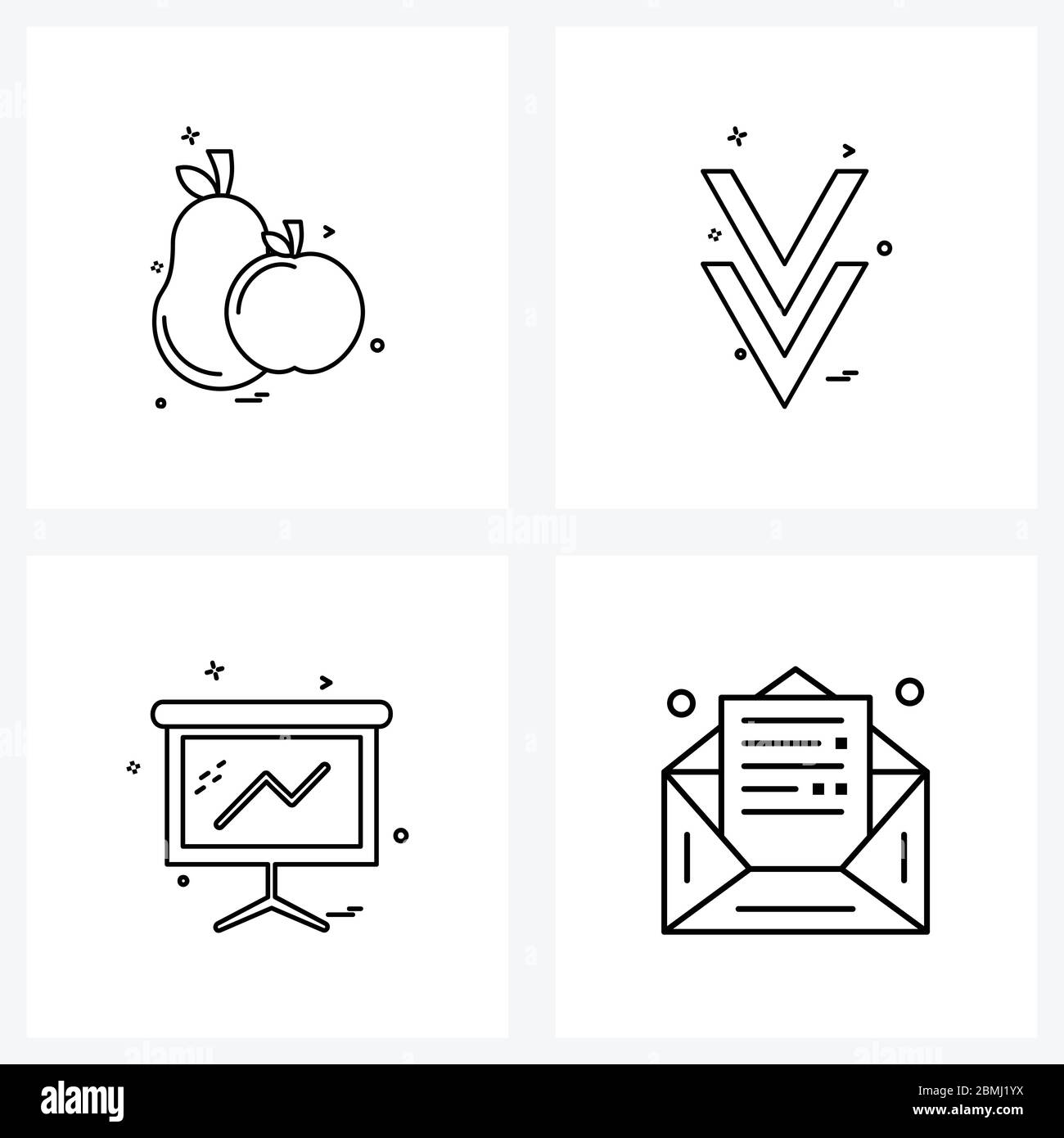 Set of 4 Simple Line Icons of fruits, graph , arrow, down, chart Vector ...