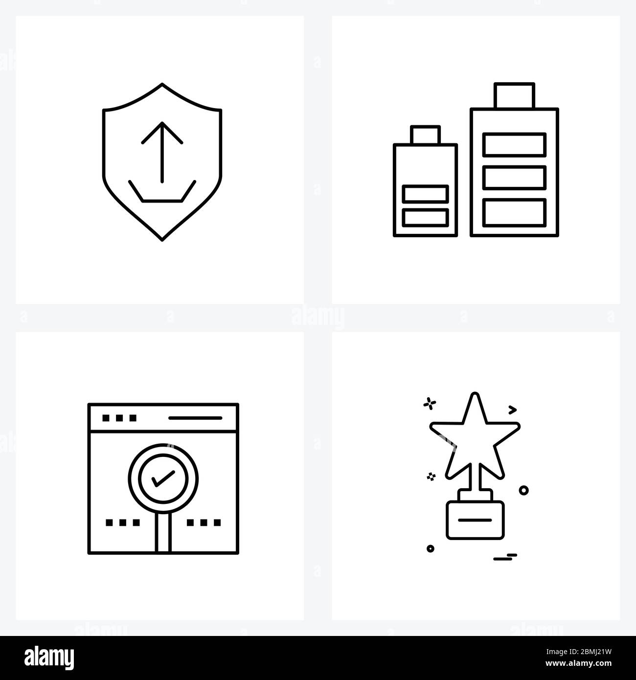 UI Set of 4 Basic Line Icons of protection, check, upload, current ...
