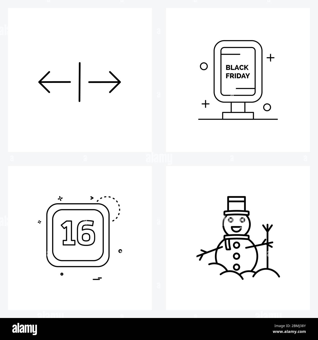 4 Editable Vector Line Icons And Modern Symbols Of Resize Calendar Board Sale Snowman