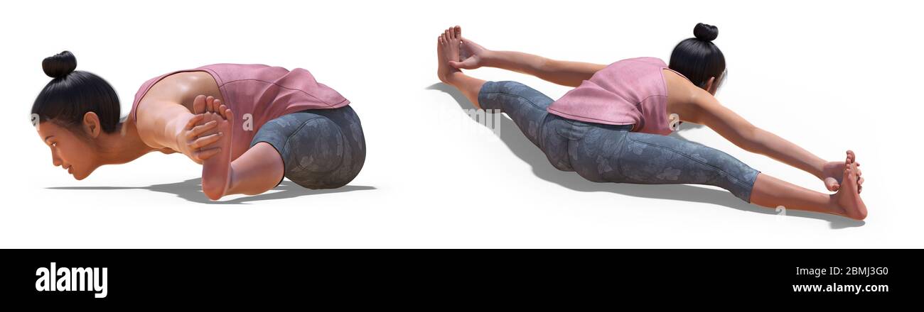 Seated wide legged forward bend pose Cut Out Stock Images & Pictures ...