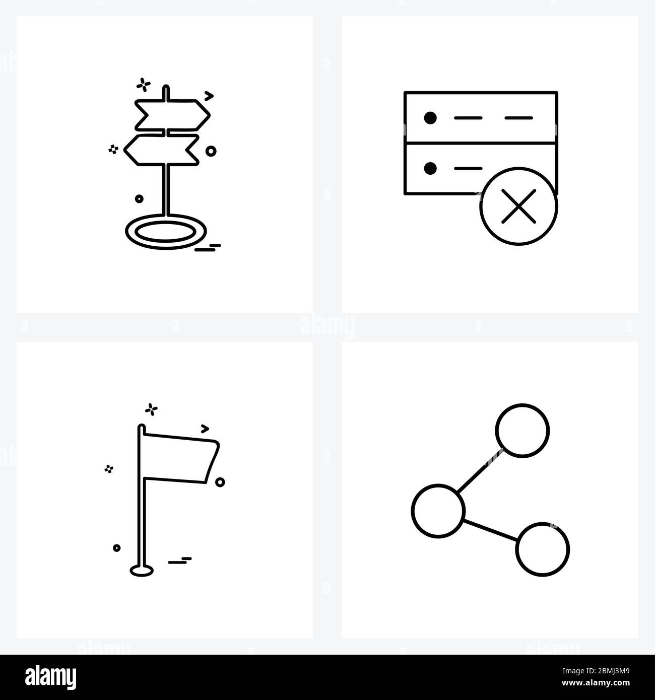 4 Universal Line Icons for Web and Mobile direction, flag, board ...