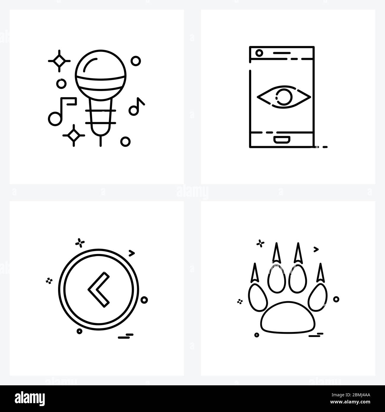 Universal Symbols of 4 Modern Line Icons of karaoke, arrows, smart ...