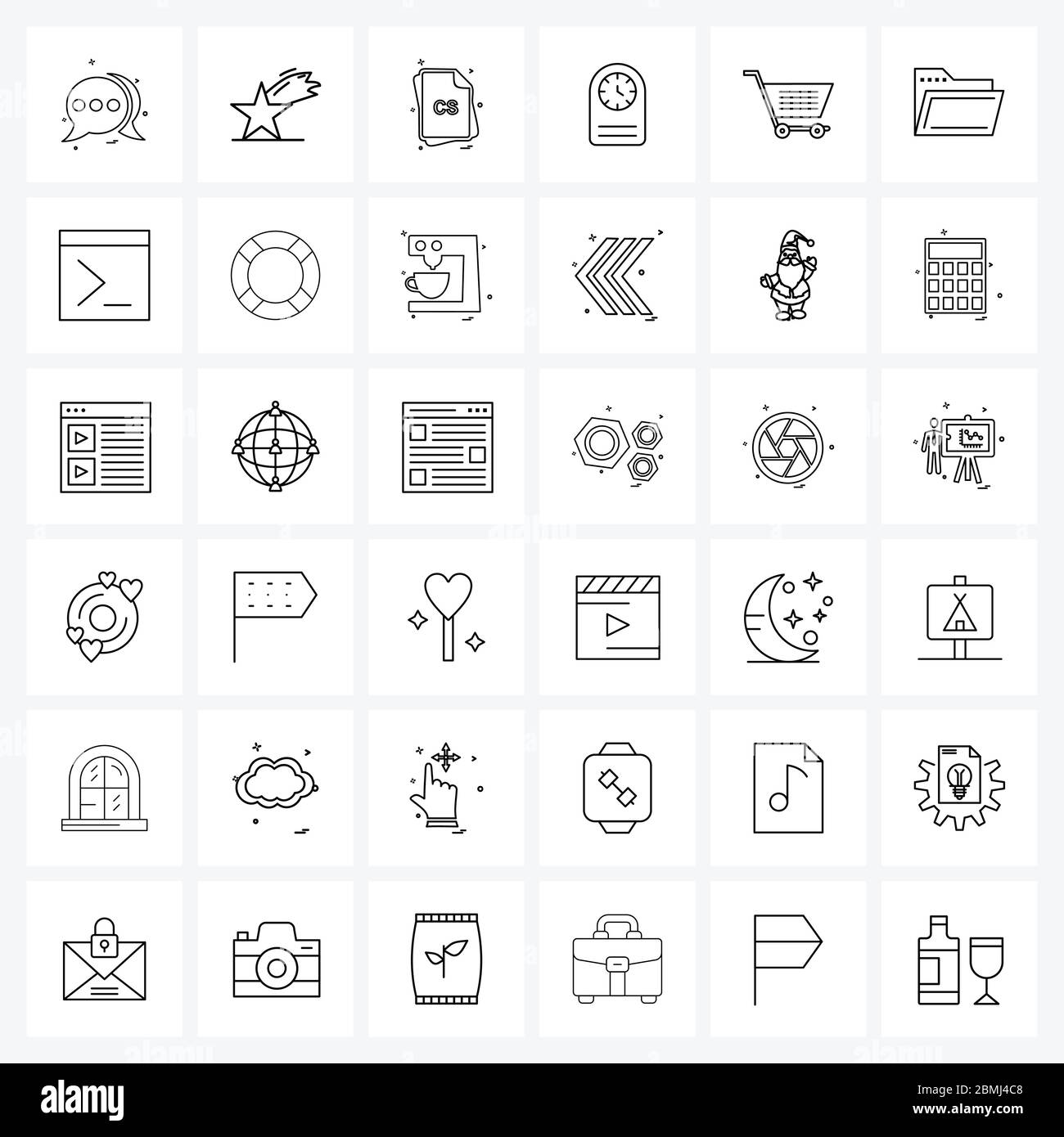 Universal Symbols of 36 Modern Line Icons of timepiece, clock, xmas ...