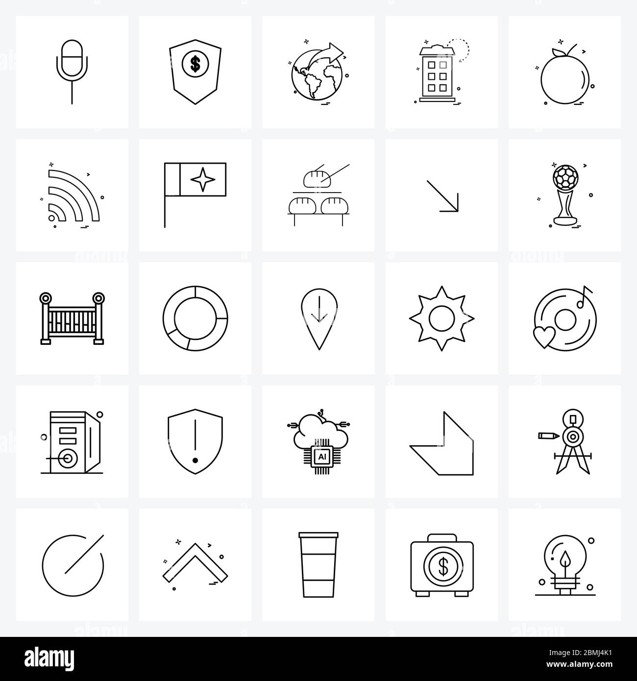 Modern Vector Line Illustration of 25 Simple Line Icons of orange, food ...