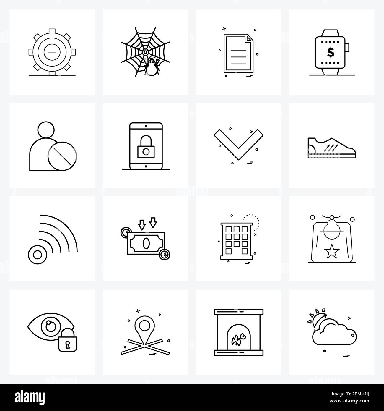 16 Universal Icons Pixel Perfect Symbols of user, time, file, payment ...