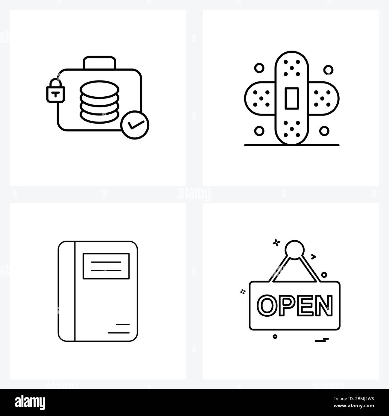 4 Universal Line Icon Pixel Perfect Symbols of data, notepad, band ...