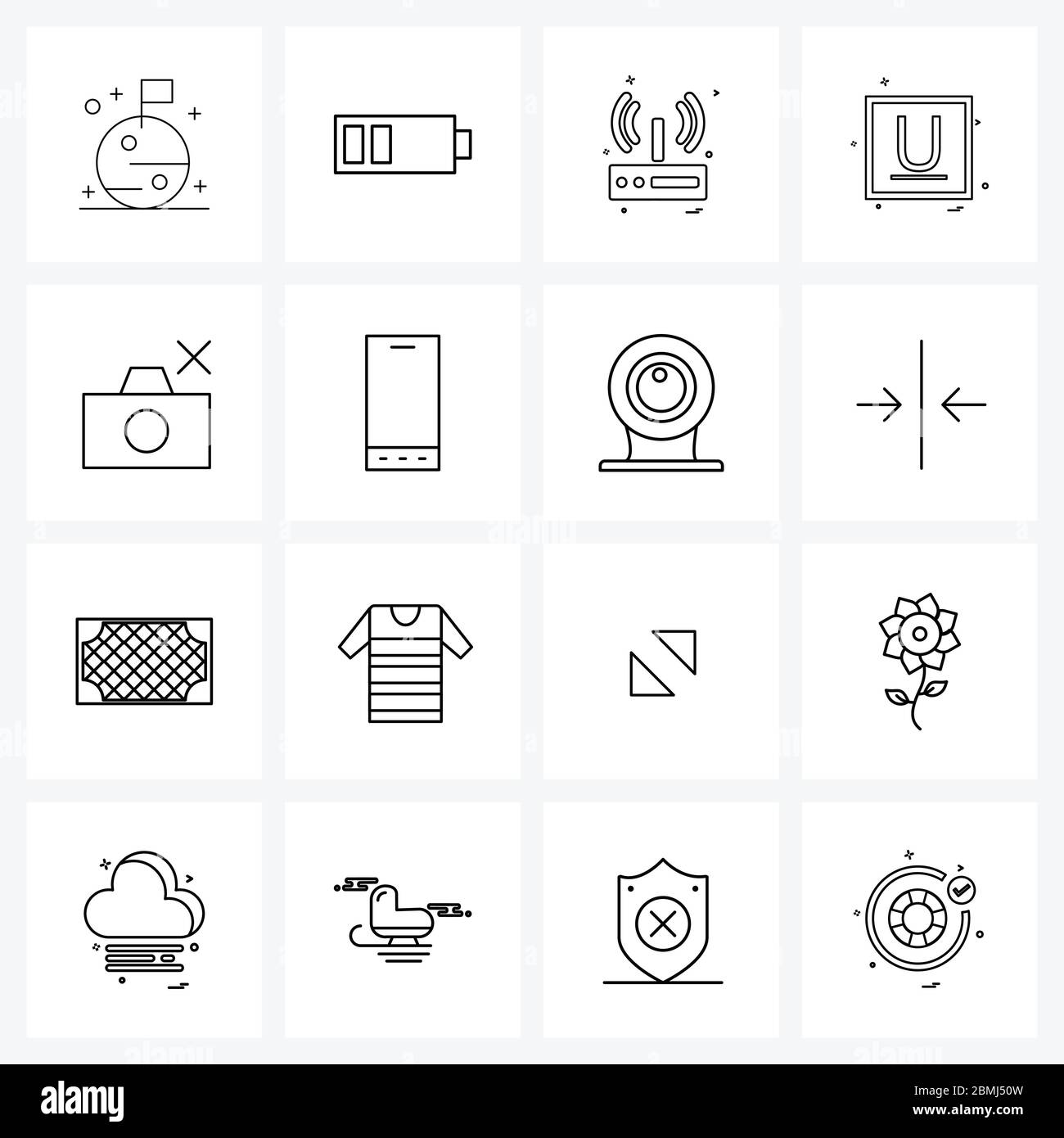 Isolated Symbols Set of 16 Simple Line Icons of cross, image, internet ...