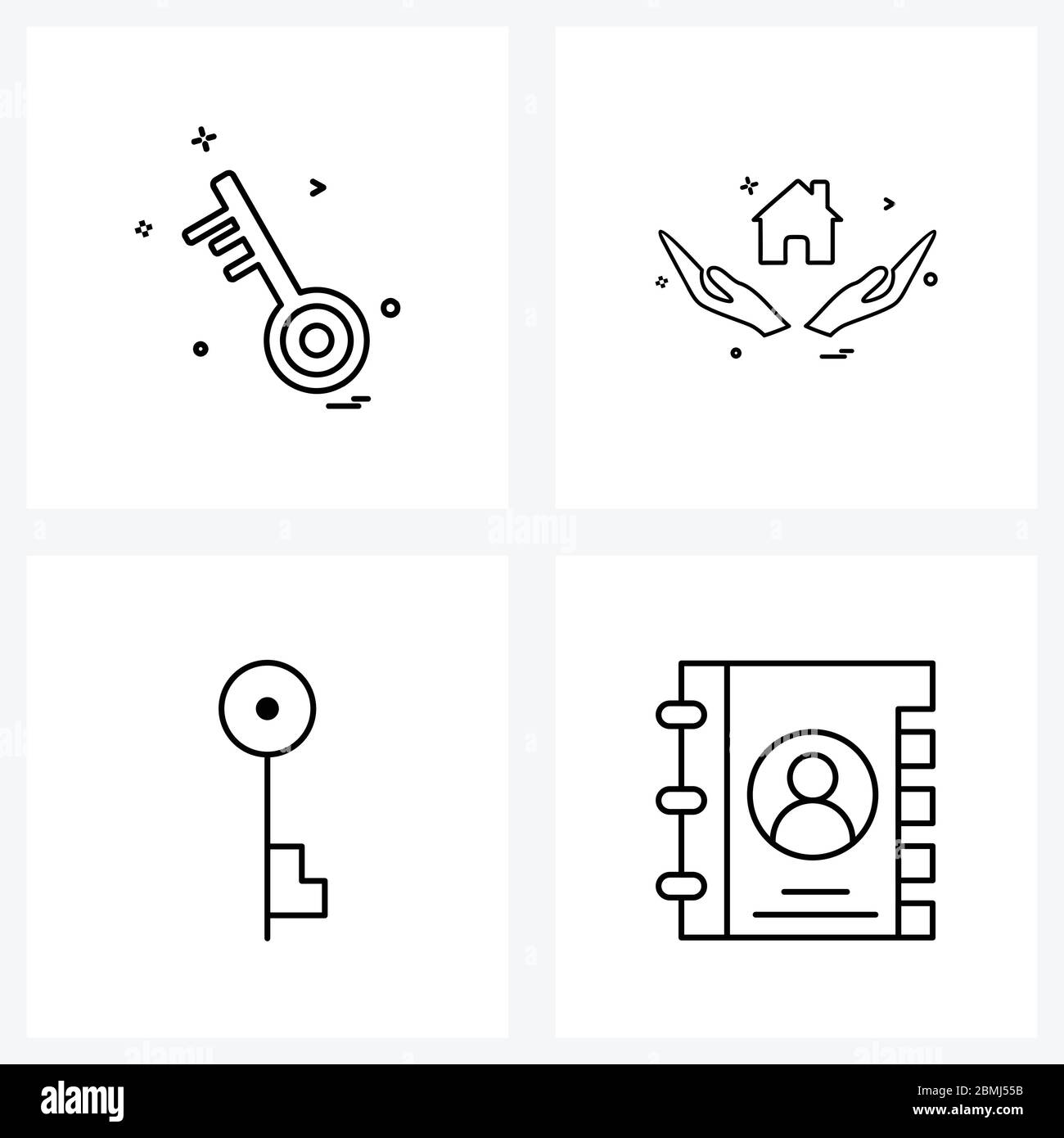 4 Editable Vector Line Icons and Modern Symbols of key, password ...