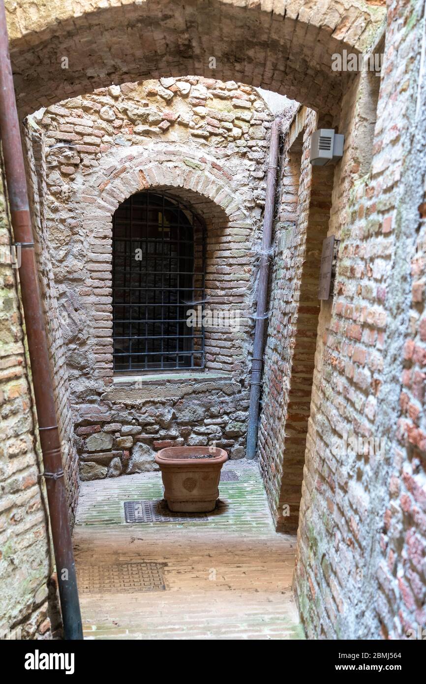 Old typical street of Citerna, historic village in Arezzo province ...