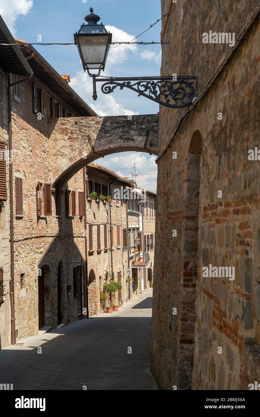 Old typical street of Citerna, historic village in Arezzo province ...