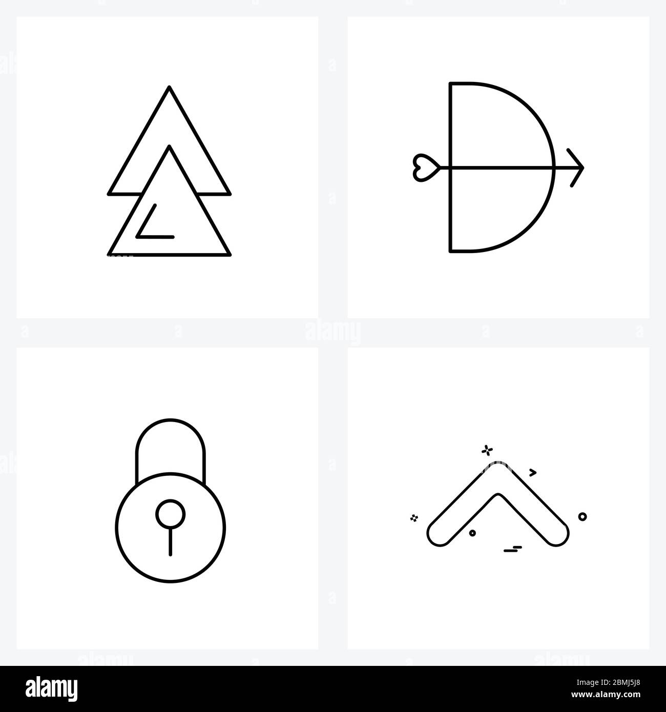 Modern Vector Line Illustration of 4 Simple Line Icons of arrows, open, up, bow, unlocked Vector ...