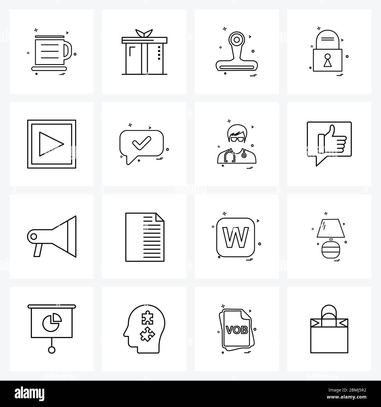 16 Universal Line Icon Pixel Perfect Symbols of movie, play, office ...