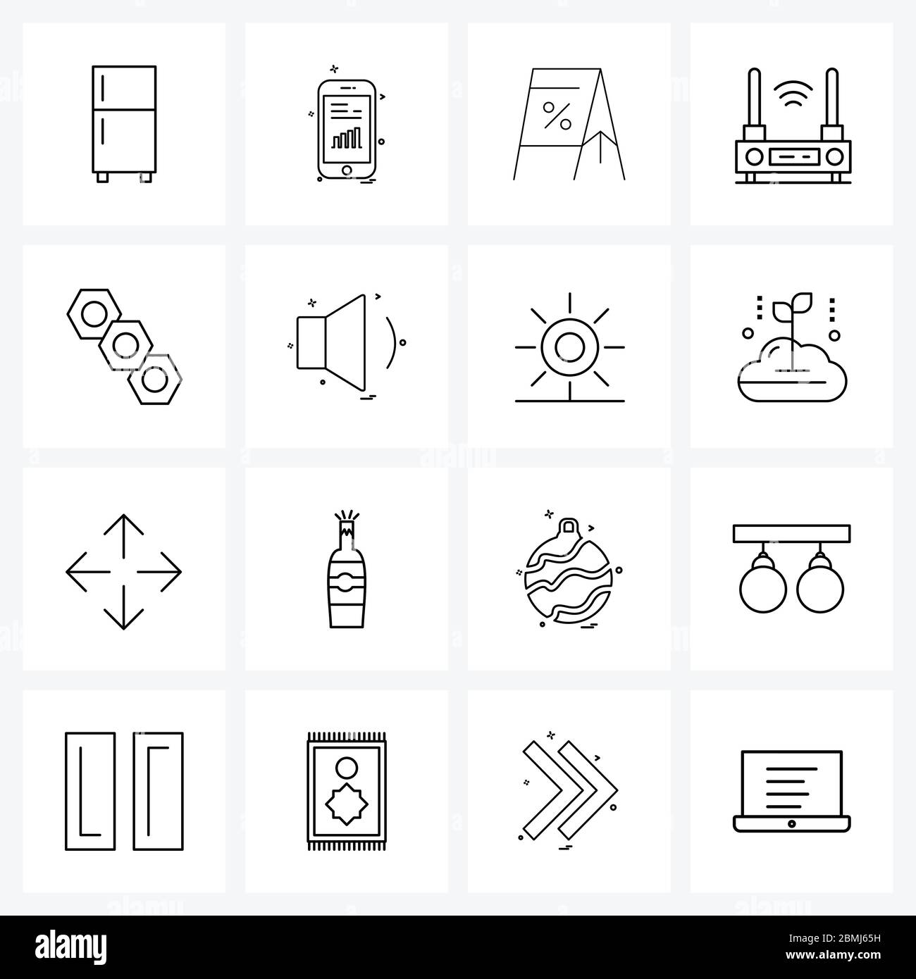 Modern Vector Line Illustration Of 16 Simple Line Icons Of Construction