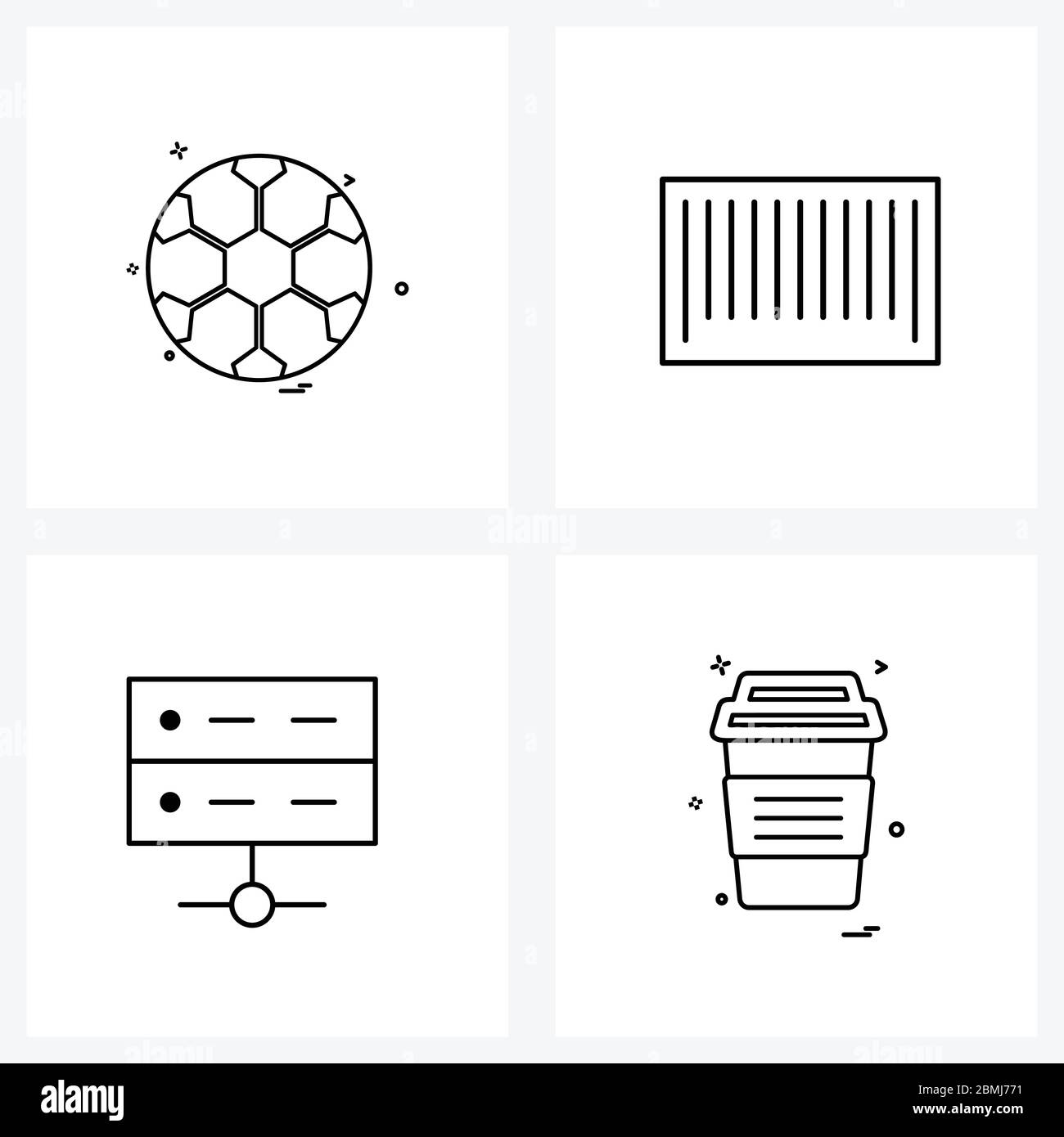 Isolated Symbols Set of 4 Simple Line Icons of football, internet, ball ...