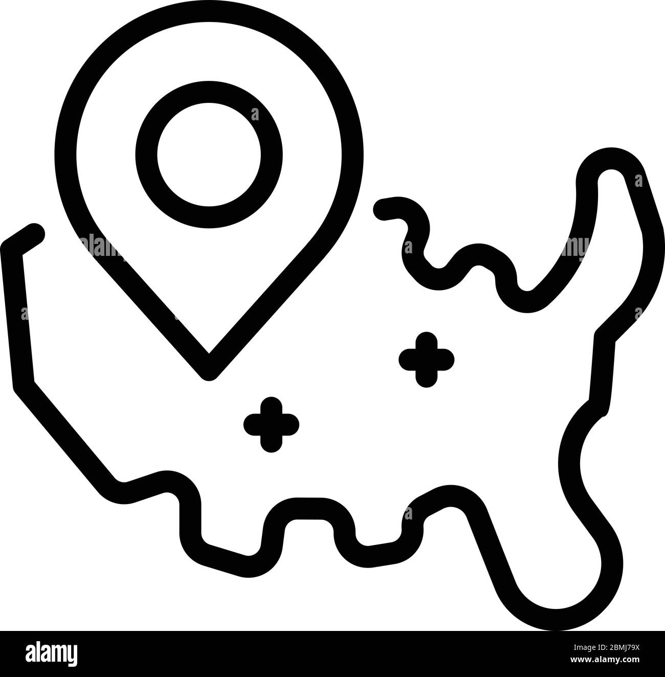 GPS tag on the map icon, outline style Stock Vector Image & Art - Alamy