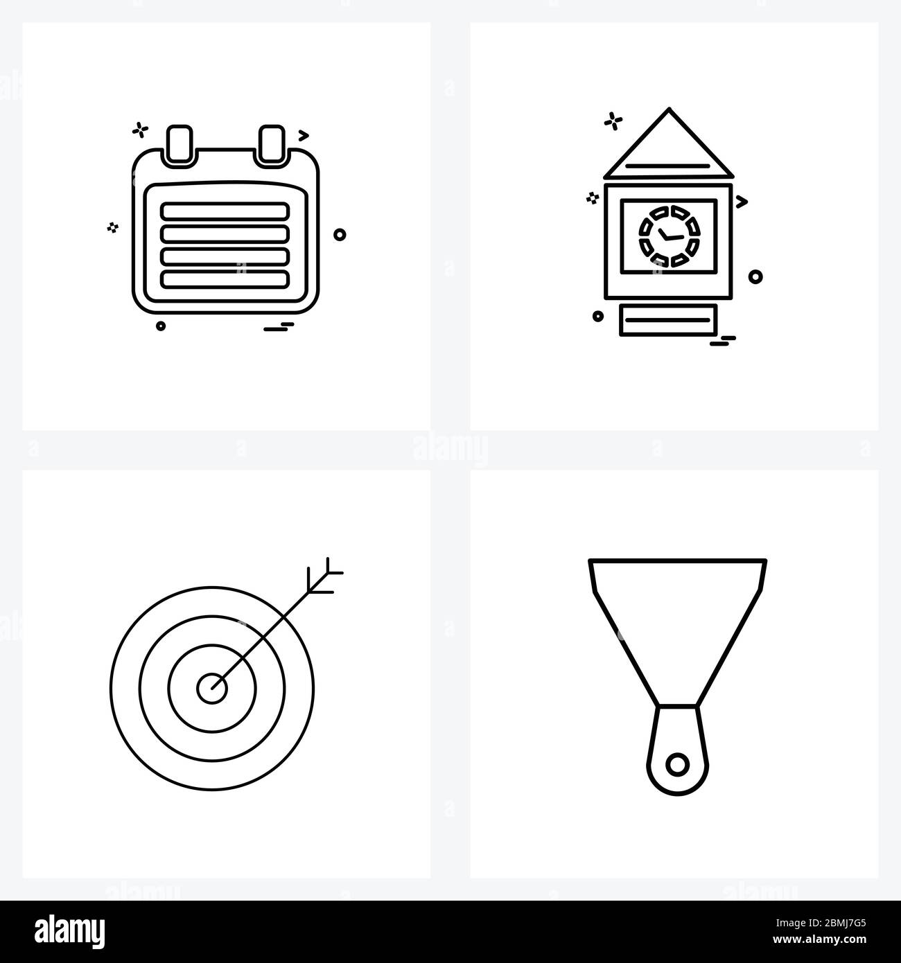 4 Universal Icons Pixel Perfect Symbols of notes, goals, text, hours ...
