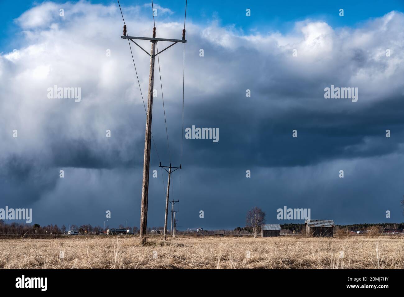 Telephone electrical wire wooden poles hi-res stock photography and ...