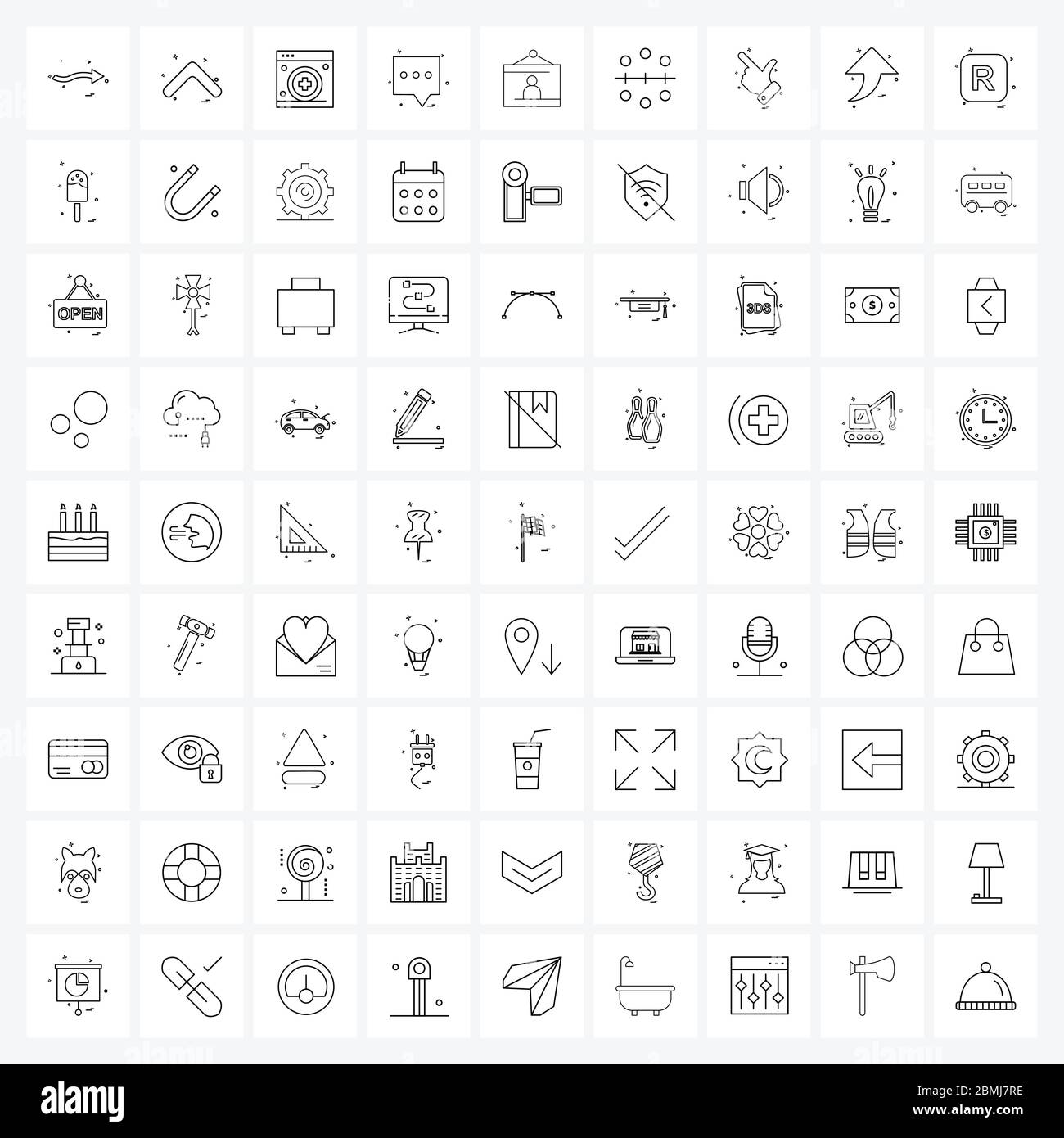 UI Set of 81 Basic Line Icons of board, sms, chat, messages Vector ...