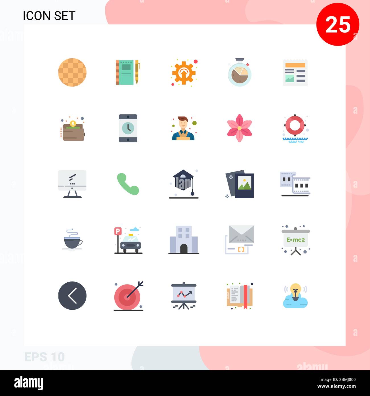 25 Universal Flat Color Signs Symbols of basic, data scince, cogwheel ...