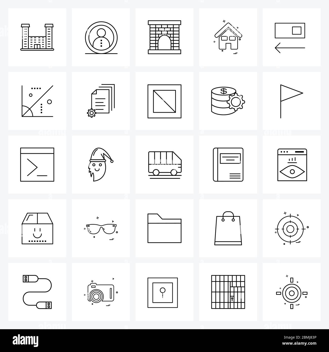 25 Editable Vector Line Icons and Modern Symbols of slide, house, user ...