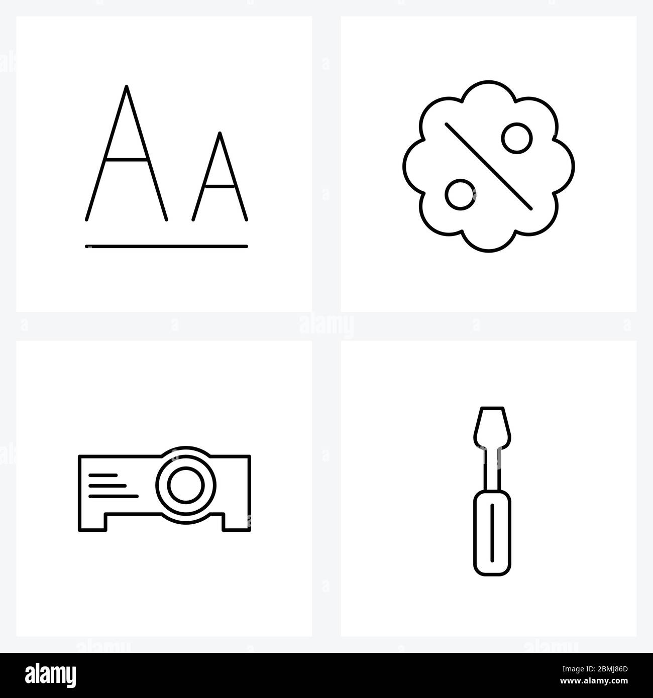 4 Editable Vector Line Icons and Modern Symbols of font, camcorder ...