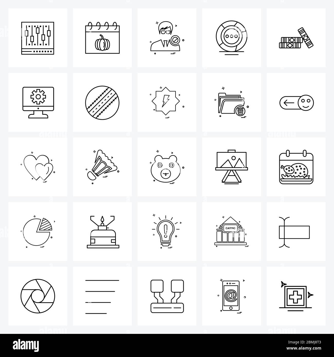 Mobile UI Line Icon Set of 25 Modern Pictograms of reading, books ...