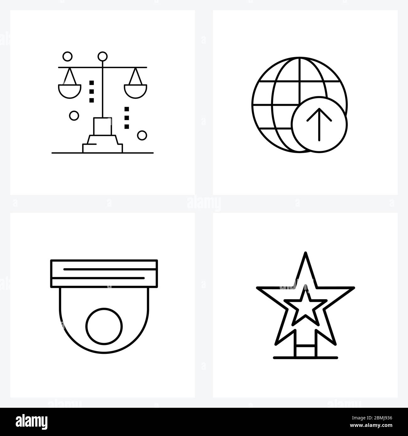 Universal Symbols of 4 Modern Line Icons of scale, secure, global ...