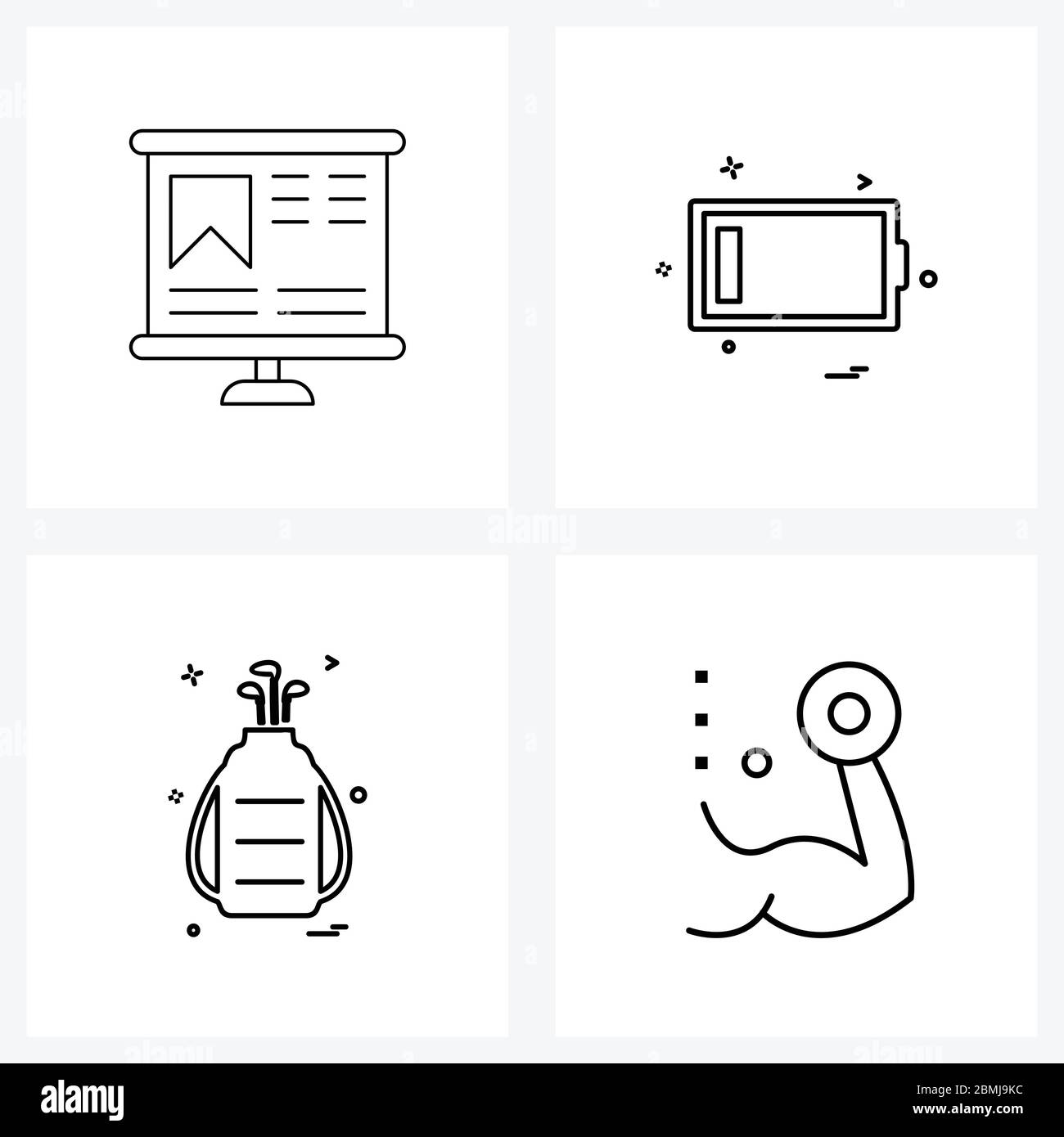 Set of 4 Simple Line Icons of board, golf, line, cell, game Vector ...
