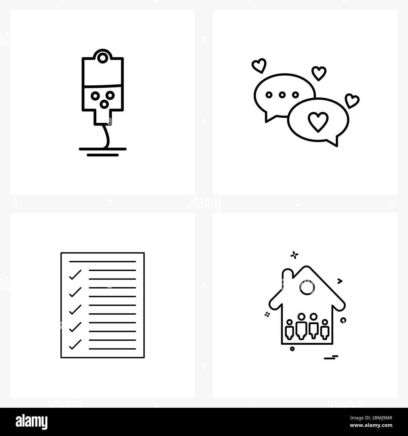 Set of 4 UI Icons and symbols for medical, clipboard, hospital, chat ...