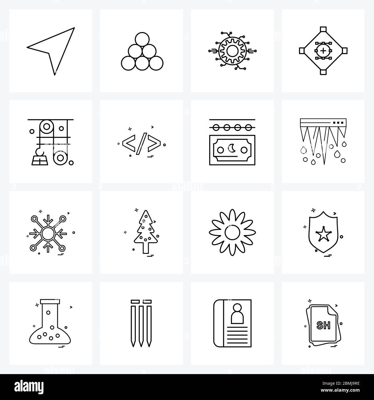 Set of 16 Line Icon Signs and Symbols of adventure, net, sports ...