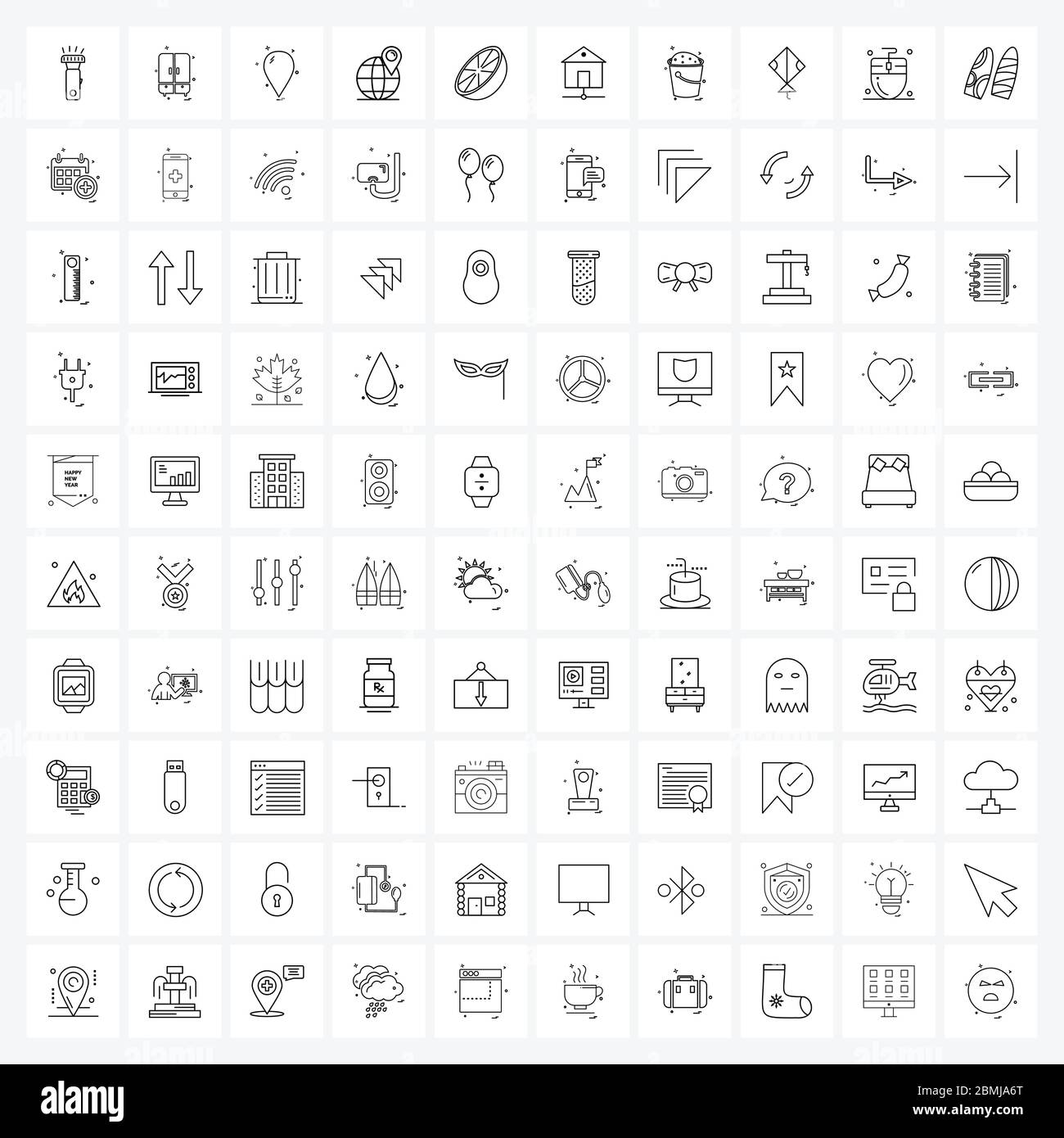 Set of 100 Line Icon Signs and Symbols of food, lemon, blood, hotel ...