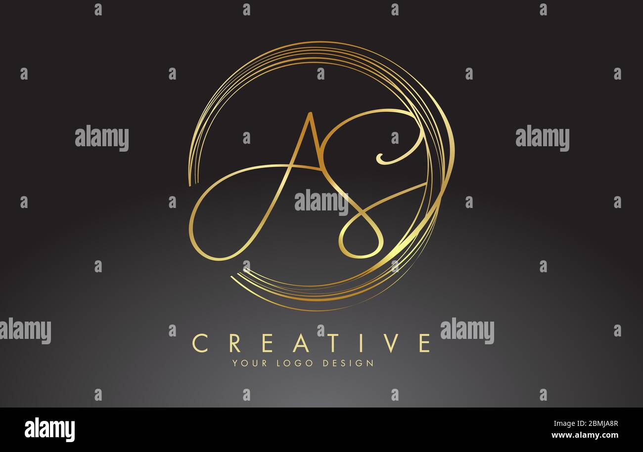 Handwritten Golden AS A S Letters Logo with a minimalist design. AS A S ...