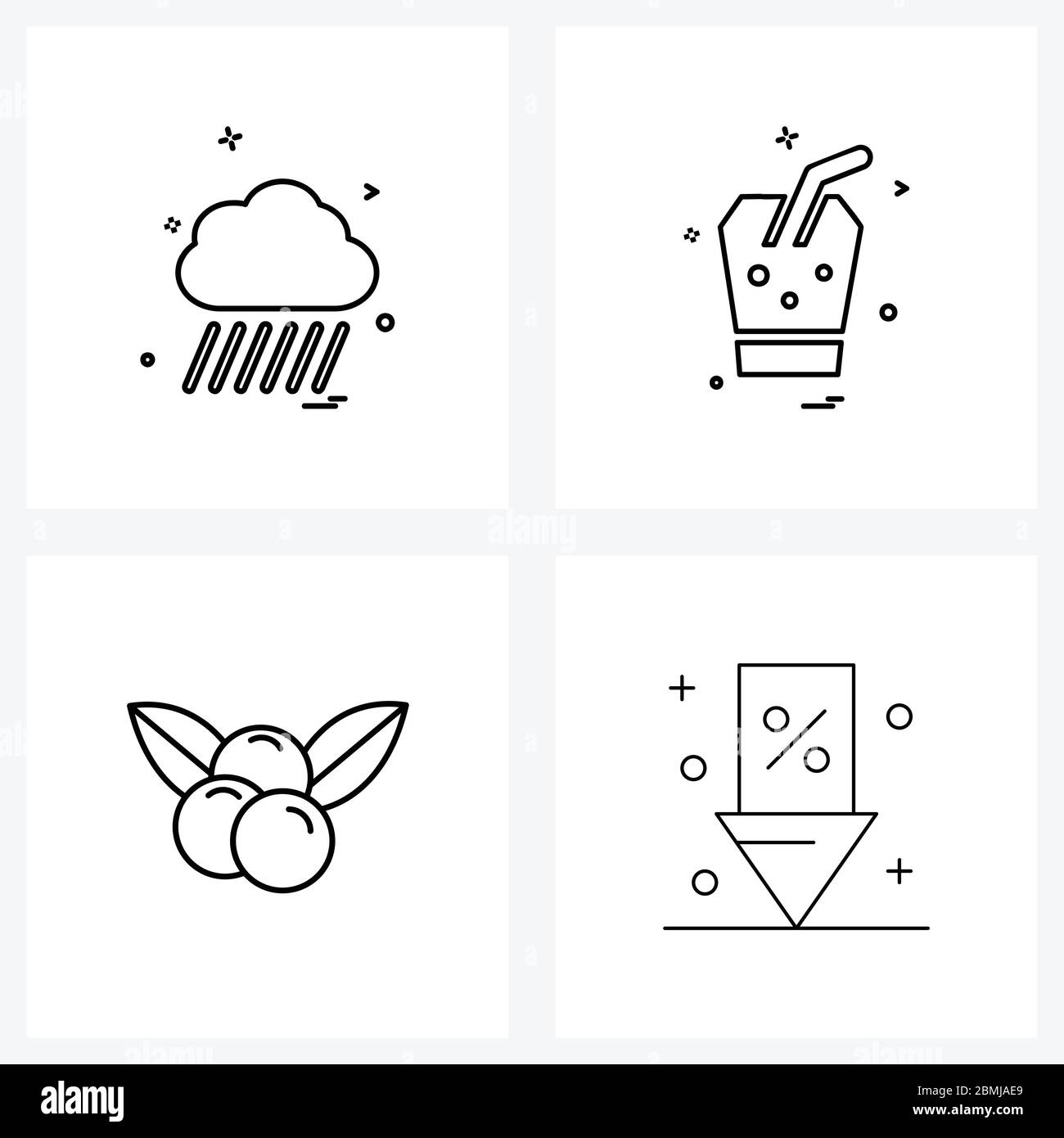 UI Set of 4 Basic Line Icons of weather, raining, food , fruits Vector ...