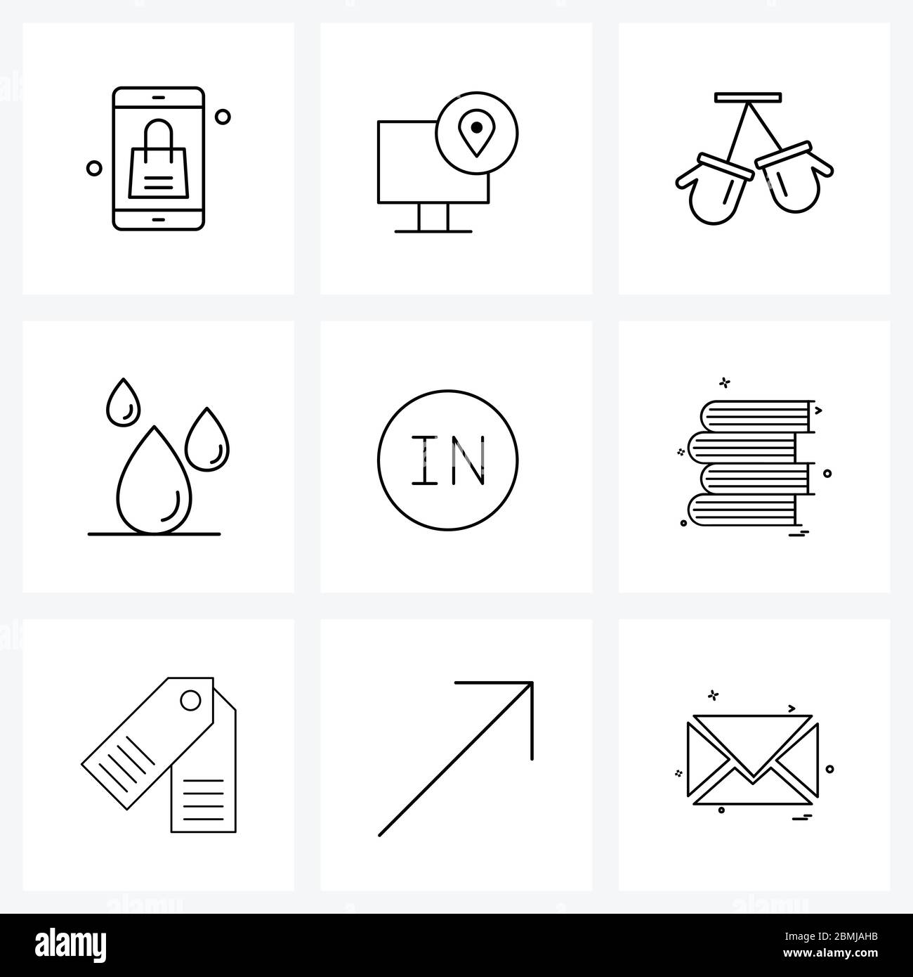 Modern Vector Line Illustration of 9 Simple Line Icons of enter, come ...