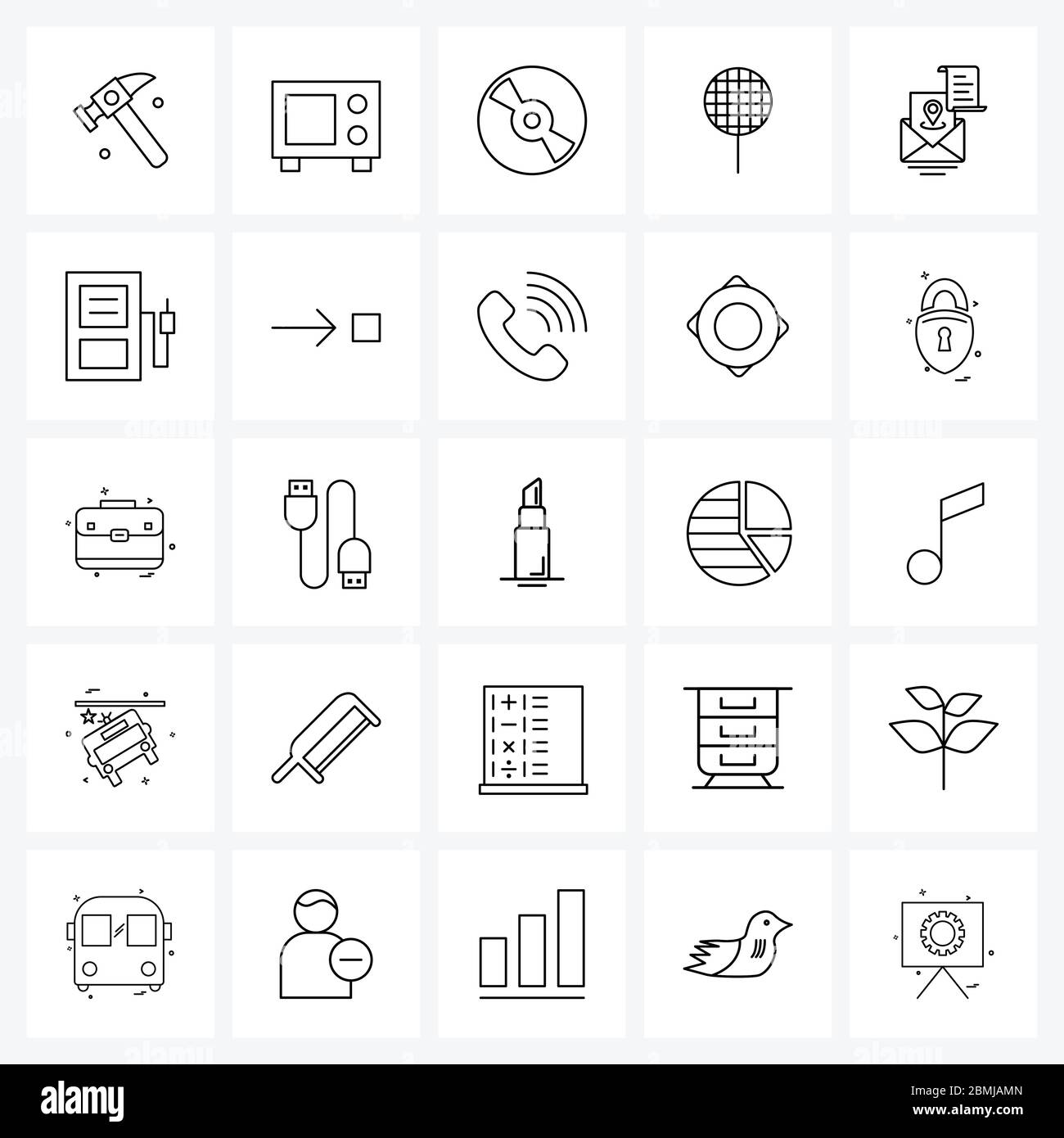 Modern Vector Line Illustration of 25 Simple Line Icons of document ...