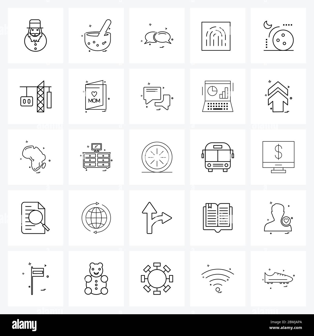 Mobile UI Line Icon Set of 25 Modern Pictograms of revolution, touch ...