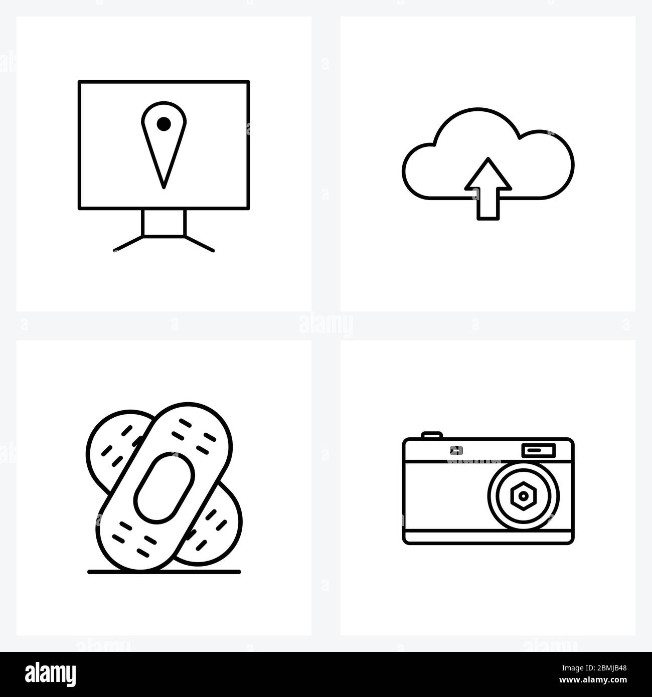 Modern Vector Line Illustration Of 4 Simple Line Icons Of Screen