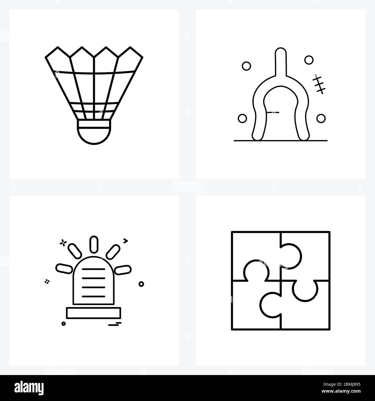 Isolated Symbols Set of 4 Simple Line Icons of shuttlecocks, siren ...