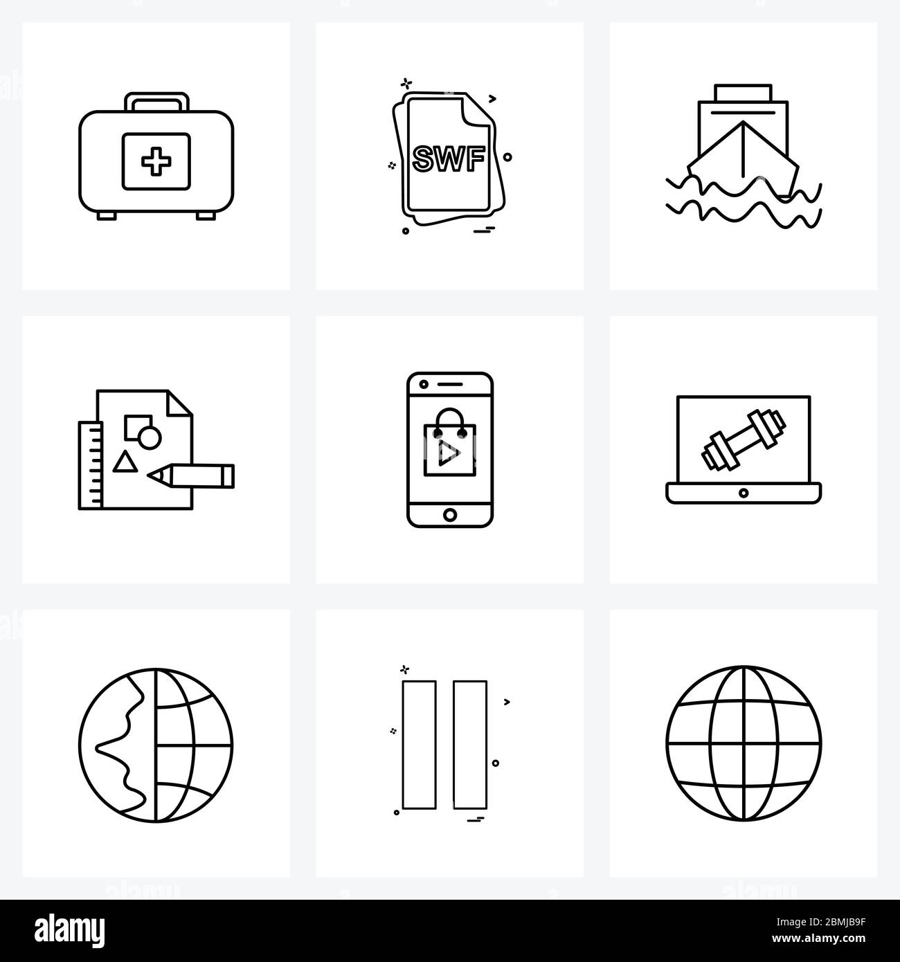 9 Universal Line Icon Pixel Perfect Symbols of cell, pencil, swift ...