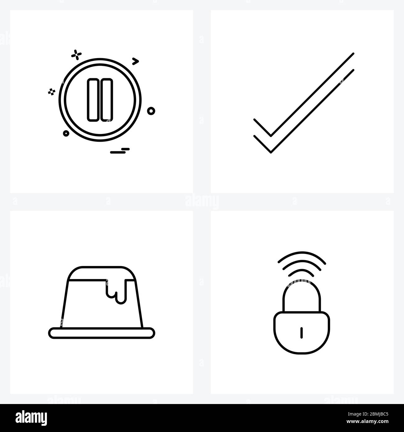 Stock Vector Icon Set of 4 Line Symbols for pause, eat, user interface ...