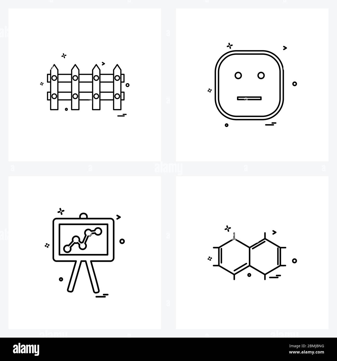 Set of 4 Line Icon Signs and Symbols of boundary, board, emoji, emoji ...