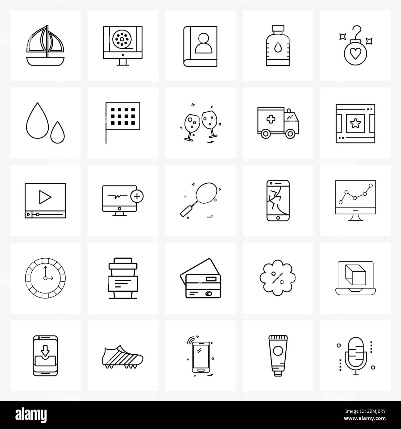 Modern Vector Line Illustration of 25 Simple Line Icons of ear cuff ...