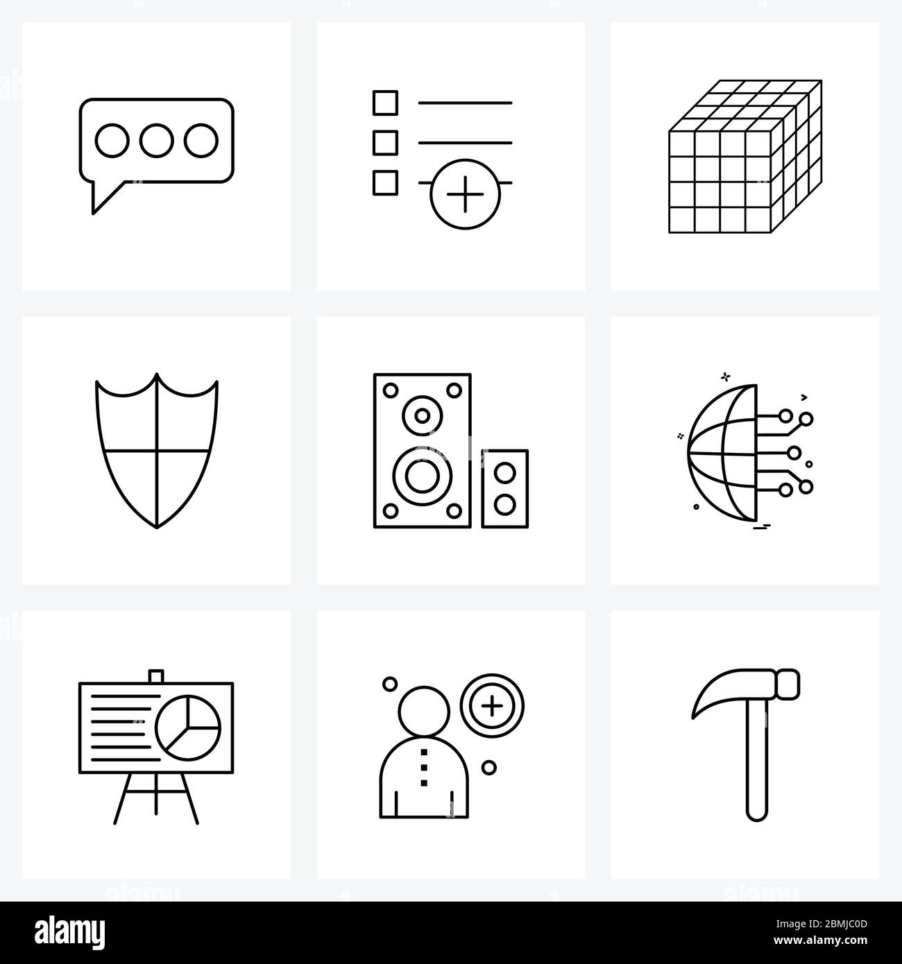 Stock Vector Icon Set of 9 Line Symbols for speaker, audio, option ...
