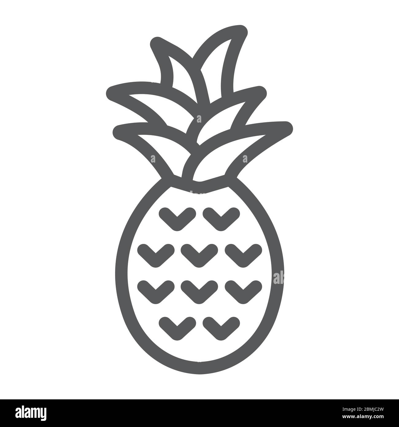 Pineapple line icon, fruit and tropical, ananas sign vector graphics, a ...