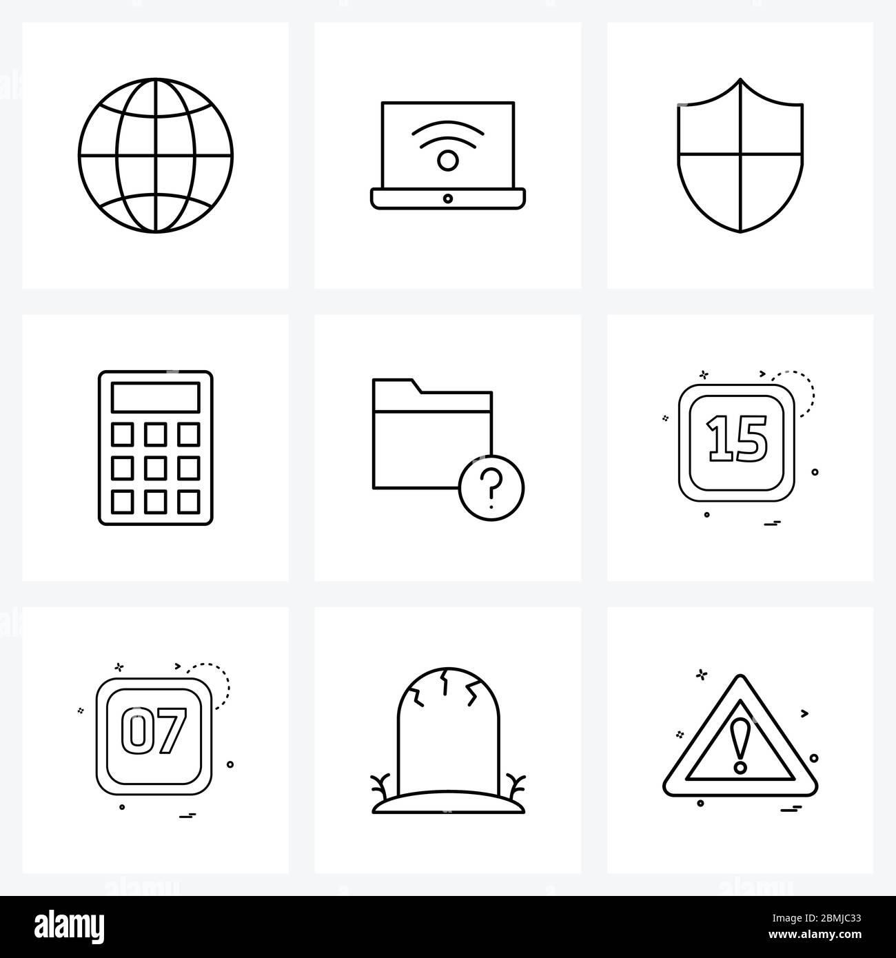 Set of 9 Simple Line Icons of information, folder, unlocked, math's ...