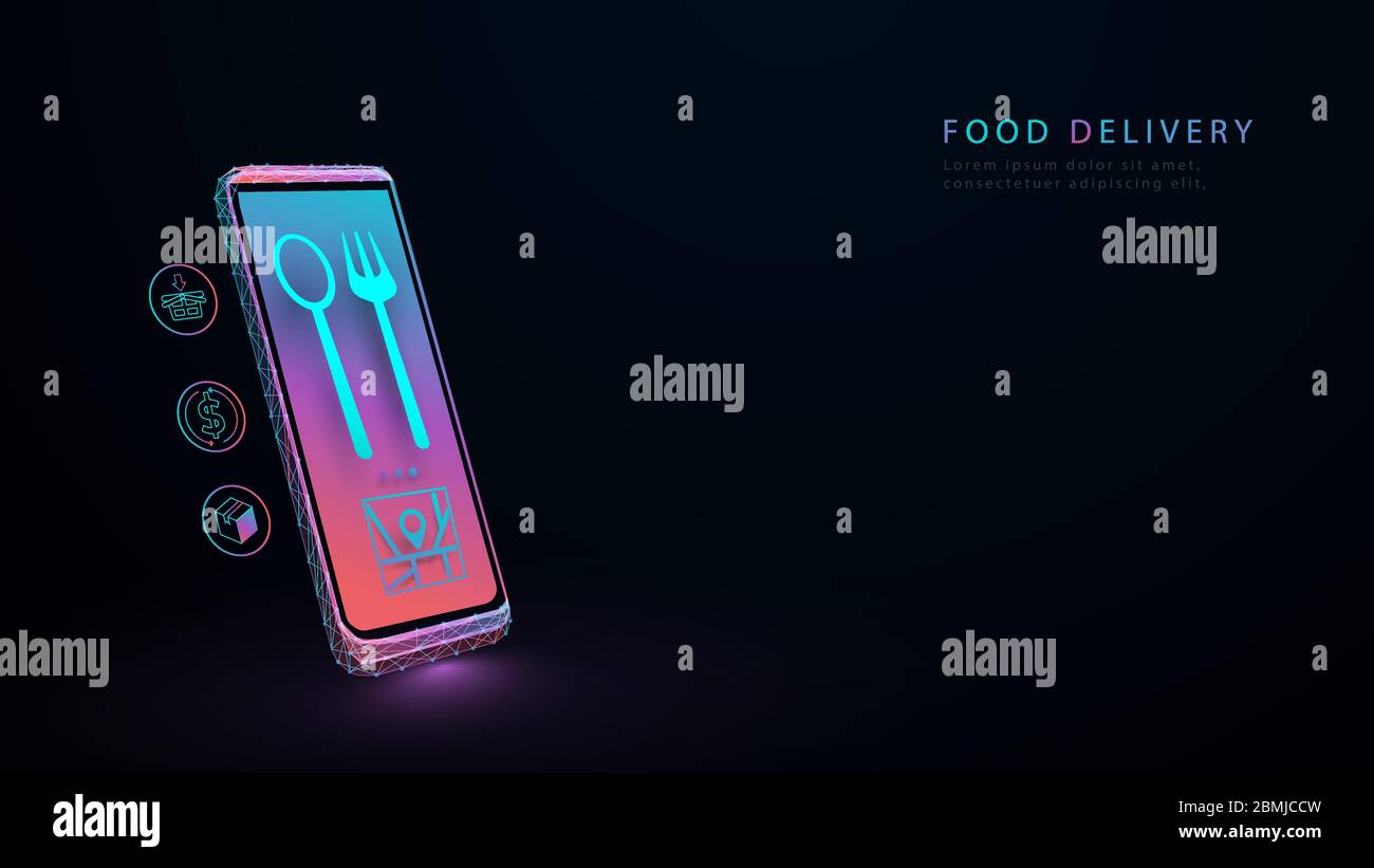 Online food delivery in mobile. Delivery app. E-commerce. Vector ...